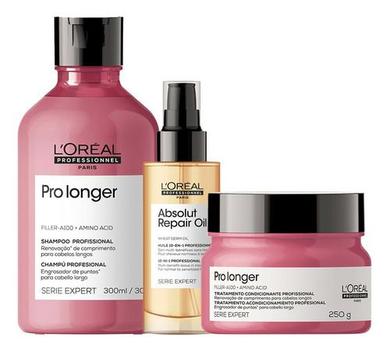Kit L'oréal Pro Longer + Absolut Repair Trio (3 Produtos) - Kit de ...