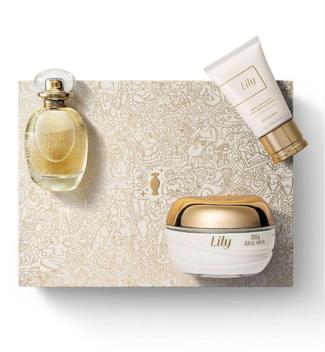 Kit Lily Tradicional Colônia + Hidratante Acetinado + Creme mãos Caixa ...