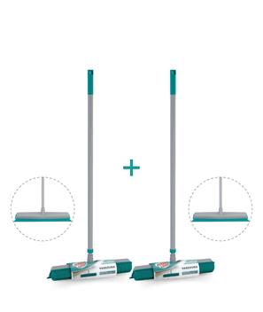 Kit Limpeza Com 2 Vassouras Cerdas De Silicone 2 em 1 Rodo Tira Pelos Flash Limp - Kit ...