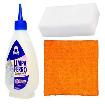 Kit Limpeza De Ferro Passar Roupa Pano Laranja E Esponja - So Produto ...