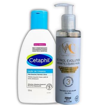 Kit Loção Cetaphil 120ml Sabonete Facial Retinol Anti-Acne - Kit de ...