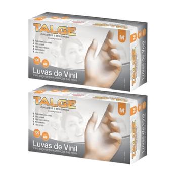 Kit Luva De Vinil Talge Tam. M Com Pó - 2 Caixas Com 100 Unidades Cada ...