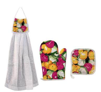 Kit luva para forno, descanso de panela e pano de copa 03 peças ...