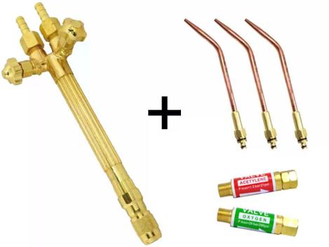 Kit Maçarico De Solda Manual Modelo 200 Com 3 Extensões Acetileno + Par ...