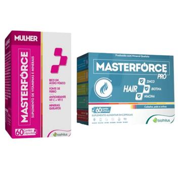 Kit Masterforce Mulher + Hair Suplemento Alimentar 60 cápsulas - Biofhitus - Vitaminas A-Z ...