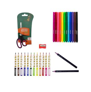 Kit Material Escolar Infantil Juvenil 6 Itens - Leo & Leo - Material ...