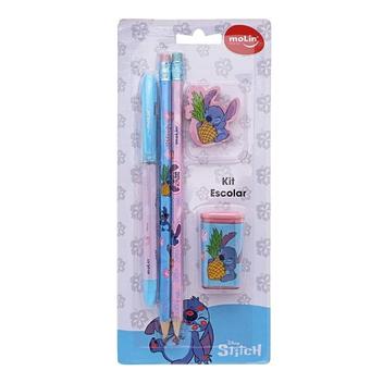 Kit Material Escolar Stitch Lapis+Caneta+Borracha e apontador - Molin ...