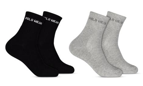 Kit Meia Premium Algodão Cano Alto 4 Pares Esportiva - Polo Wear - Meia ...