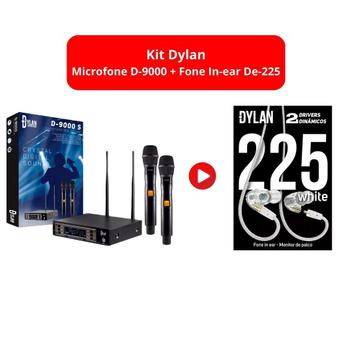 Kit Microfone Duplo de Mão Sem Fio UHF Profissional Dylan D-9000S Power ...