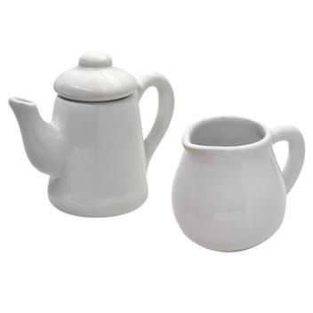 Kit Mini Bule e Mini Leiteira em Cerâmica Liso Branco - KICERAMICA ...