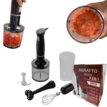 Kit Mixer 3 Em 1 Processador Batedor Liquidificador Portátil - Agratto ...