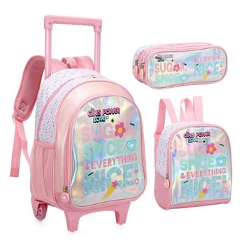 Kit Mochila C/ Rodas Lancheira Térmica e Estojo Sugar Spice Kika IN2419 ...