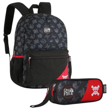 Kit Mochila de Costas One Piece Preto e Estojo Escolar Clio - Mochilas ...