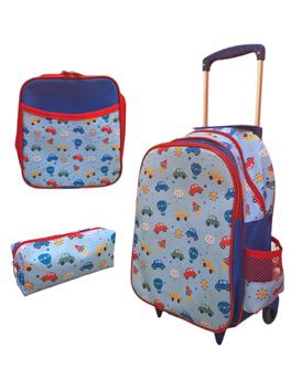 Kit mochila de rodinhas peq creche carros berçario infantil escolar ...