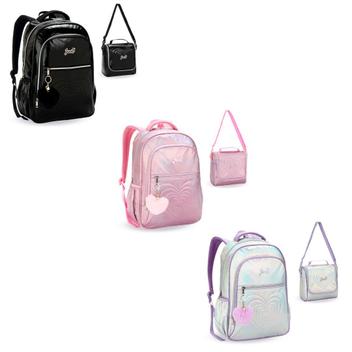 Kit Mochila e Lancheira Escolar Juvenil Metalizado - Denlex - Material ...