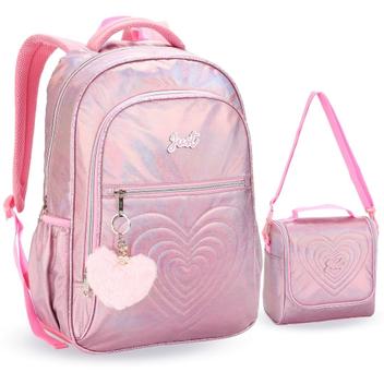 Kit Mochila e Lancheira Escolar Juvenil Metalizado Rosa - Denlex ...