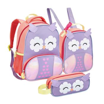 Kit Mochila Infantil Creche Menina Menino Animais Com Lancheira Térmica ...