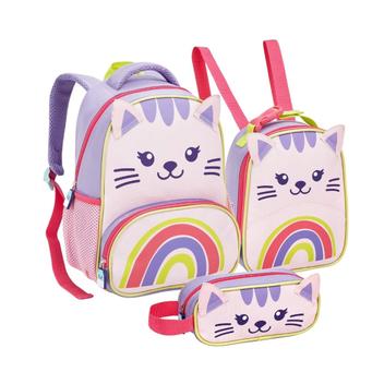Kit Mochila Infantil Creche Menina Menino Animais Com Lancheira Térmica ...