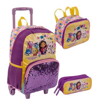 Kit Mochila Rodinhas Casa Mágica Da Gabby Plus Meow Sestini - Mochila ...