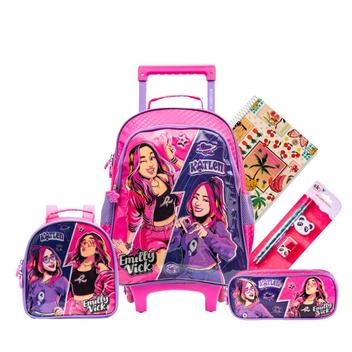 Kit Mochila Rodinhas Meninas Emilly Vick Youtuber com Estojo Lancheira ...