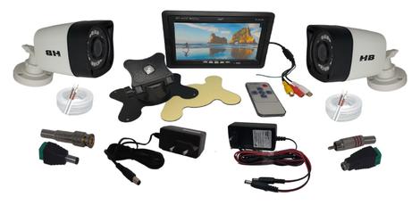 Kit Monitor 7" LCD com 2 Câmeras 1080P e 2 Cabos - HB - Câmera de ...