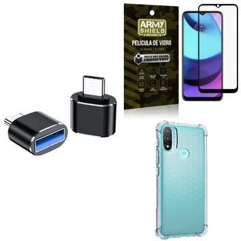 Kit Moto E20 Adaptador OTG Tipo C para USB + Capa Anti Impacto ...