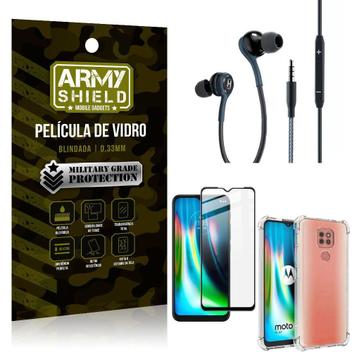 Kit Moto G9 Play Fone Extreme+Capa Anti Impacto+Película 3D ...
