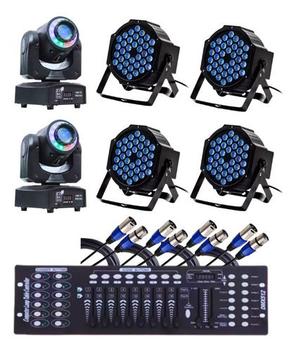Kit moving s601 2 sany + 4 parleds 36 triled + mesa dmx + cabos de 5 ...