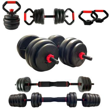 Kit Musculação Multifuncional 6 em 1 Completo Dumbbell Kettlebell Barra ...