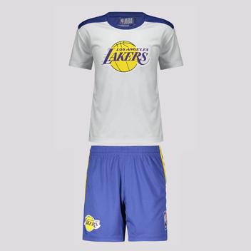 Kit NBA Los Angeles Lakers Infantil Branca e Roxa - Braziline - Pochete ...