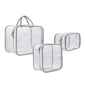 Kit Necessaire Organizador Viagem Bolsa Transparente 3 Peças ...