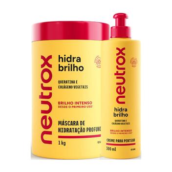 Kit Neutrox Hidra Brilho Creme de Pentear Creme De Tratamento 1Kg - Kit ...