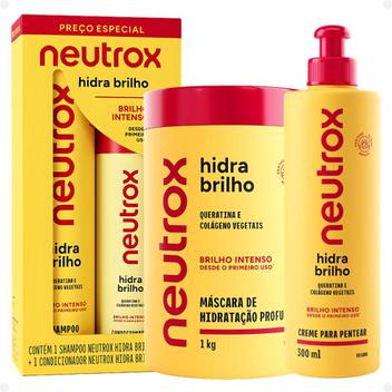 Kit Neutrox Hidra Brilho: Shampoo 300ml e Condicionador 200ml + Máscara ...
