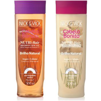 Kit nick & vick nutri-hair brilho argan cálamo shampoo 300ml + condicionador 300ml - Kit Shampoo ...