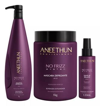 Kit No Frizz Anti Umidade Aneethun Shampoo 1 litro e Máscara 1 kilo e ...