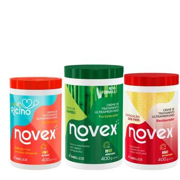 Kit Novex Cronograma Capilar para Cabelos Tingidos - 400G - Kit de Tratamento para Cabelos ...