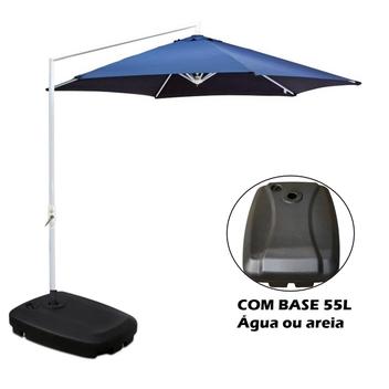 Kit Ombrelone Malibu Guarda Sol 3 Metros Azul Com Base Plástica 55L ...