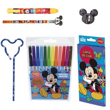 Kit Papelaria Mickey Mouse Lapis De Cor Canetinha Molin - Macrozao ...