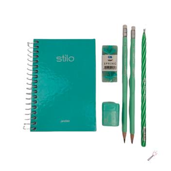 Kit Papelaria Verde - 6 Itens - Lumus - Material Escolar - Magazine Luiza