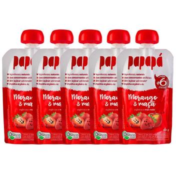 Kit Papinha Infantil Orgânica Morango e Maçã Papapá - 5 Unidades 100g ...