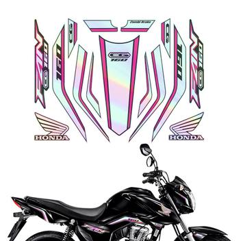 Kit Para Moto Honda Cg Fan 160 Ano 23-24 Holográfico Rosa - Resitank ...