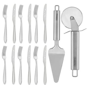 Kit Para Pizza em Aço Inox 12 Talheres 1 Espátula e 1 Cortador Laguna ...