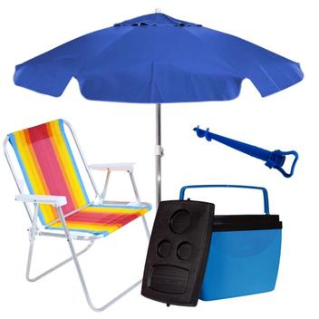 Kit para Praia com Guarda-sol + Cooler + Saca Areia e Cadeira - Praia e ...