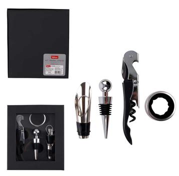 Kit para vinho presente estojo 4 peças aço inox luxo - Wellmix - Kit ...