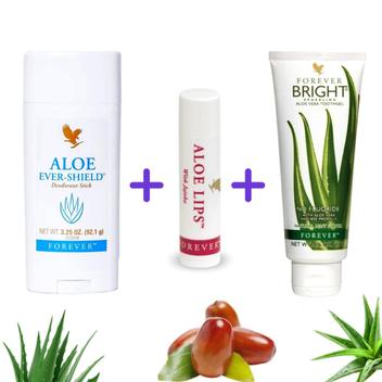 Kit Pasta creme dental + Lip protetor Labial + Desodorante Aloe ...