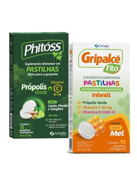 Kit Pastilhas Para Garganta Phitoss e Gripalce sabores Limão, Mel Adulto e Infantil 15 Pastilhas ...