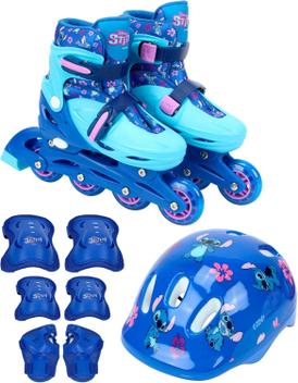 Kit Patins 2 em 1 Inline e Triline com Kit de Proteção Stitch Disney ...