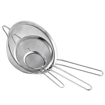Kit Peneira Coador Em Aço Inox 3 Tamanhos P M G Para Cozinha - Emilar ...