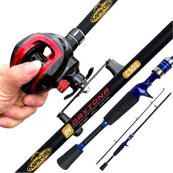 Kit Pesca 10kg Carretilha 19 Rol Anti Cabeleira + Vara de Carbono ...