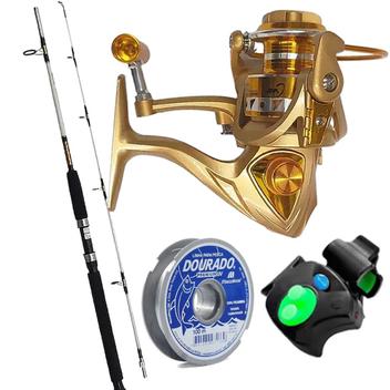 Kit Pesca de Rio Molinete JM 7000 5 Rolamentos Com Vara 1,80mts Linha e ...
